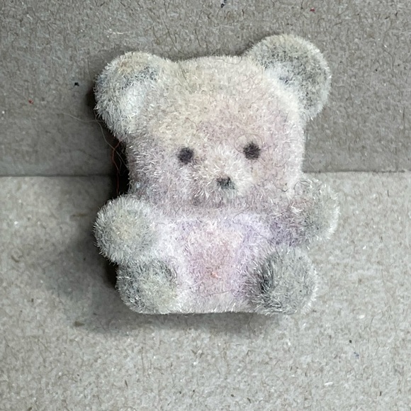 Accessories | Vintage Flocked Fuzzy Bear Miniature | Poshmark